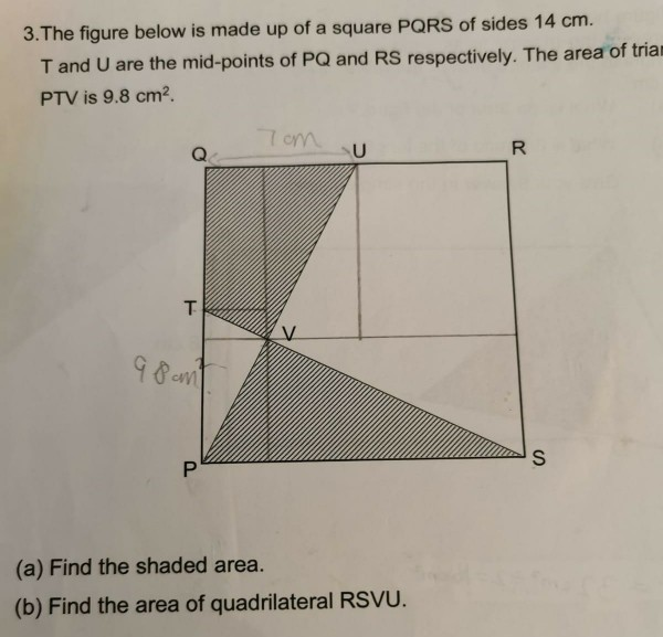 Solved 3. The figure below is made up of a square PQRS of | Chegg.com