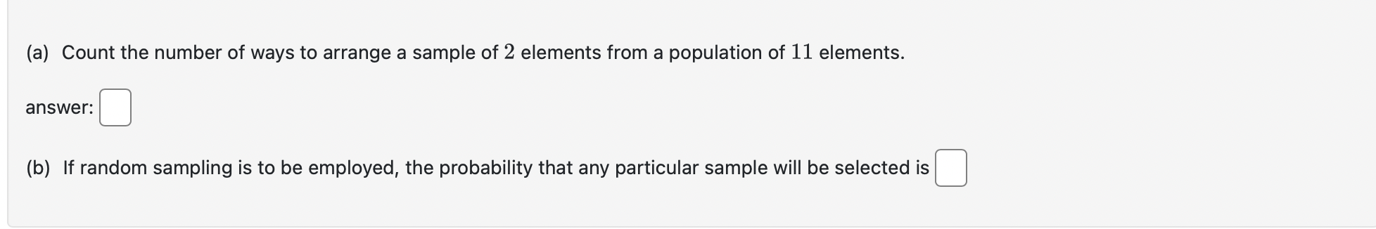 Solved (a) ﻿Count the number of ways to arrange a sample of | Chegg.com