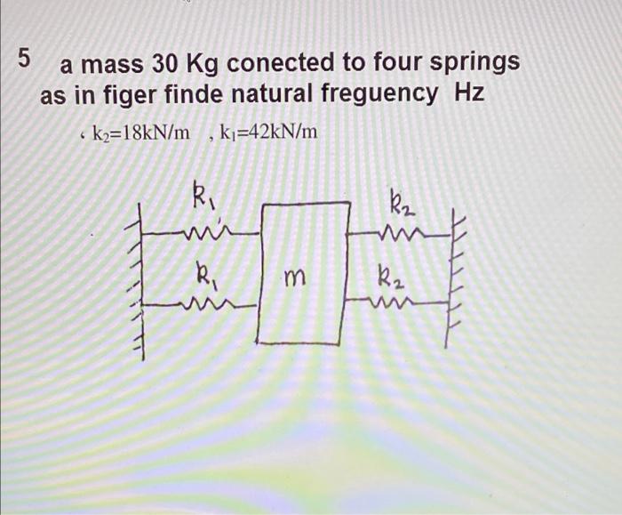 Solved a mass 30 Kg conected to four springs as in figer | Chegg.com