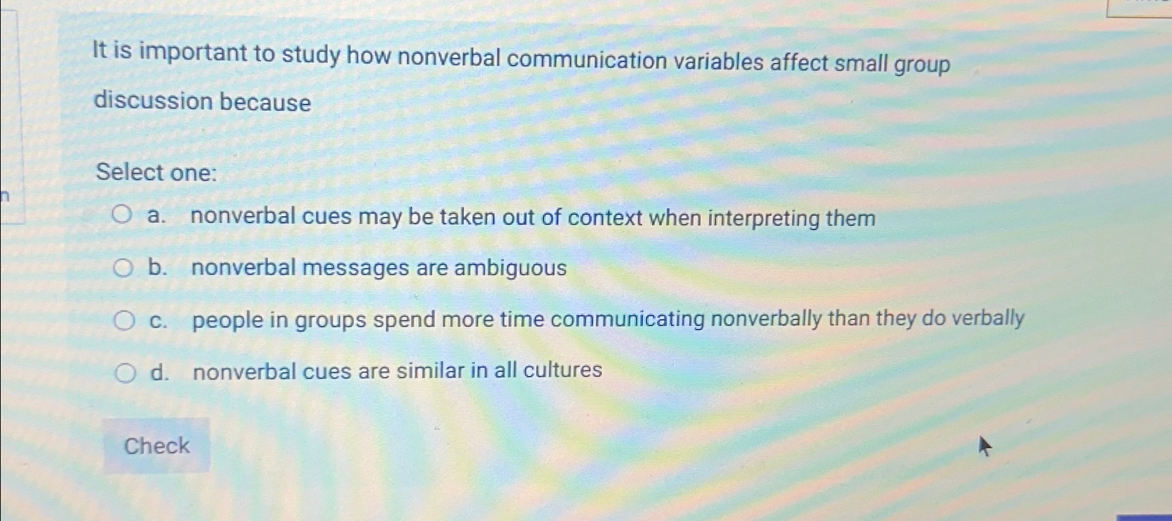 Solved It is important to study how nonverbal communication | Chegg.com