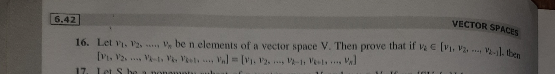 Solved 6.42VECTOR SPACES16. ﻿Let v1,v2,dots,vn ﻿be n | Chegg.com