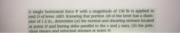 Solved A single horizontal force P with a magnitude of 150 | Chegg.com