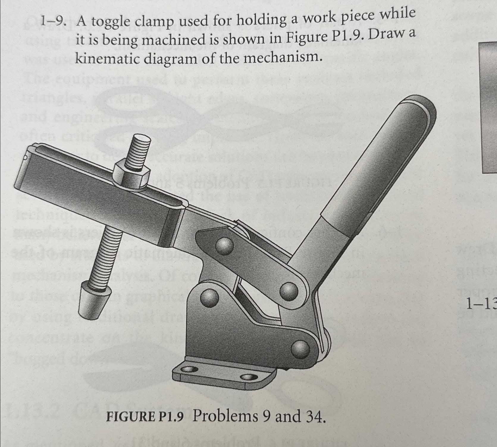 Solved 1-9. ﻿A toggle clamp used for holding a work piece | Chegg.com