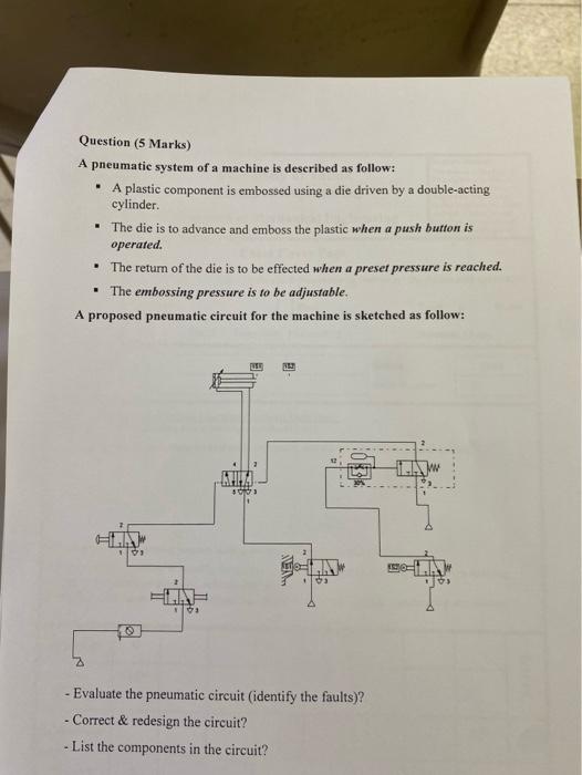 Solved Question (5 Marks) A pneumatic system of a machine is | Chegg.com