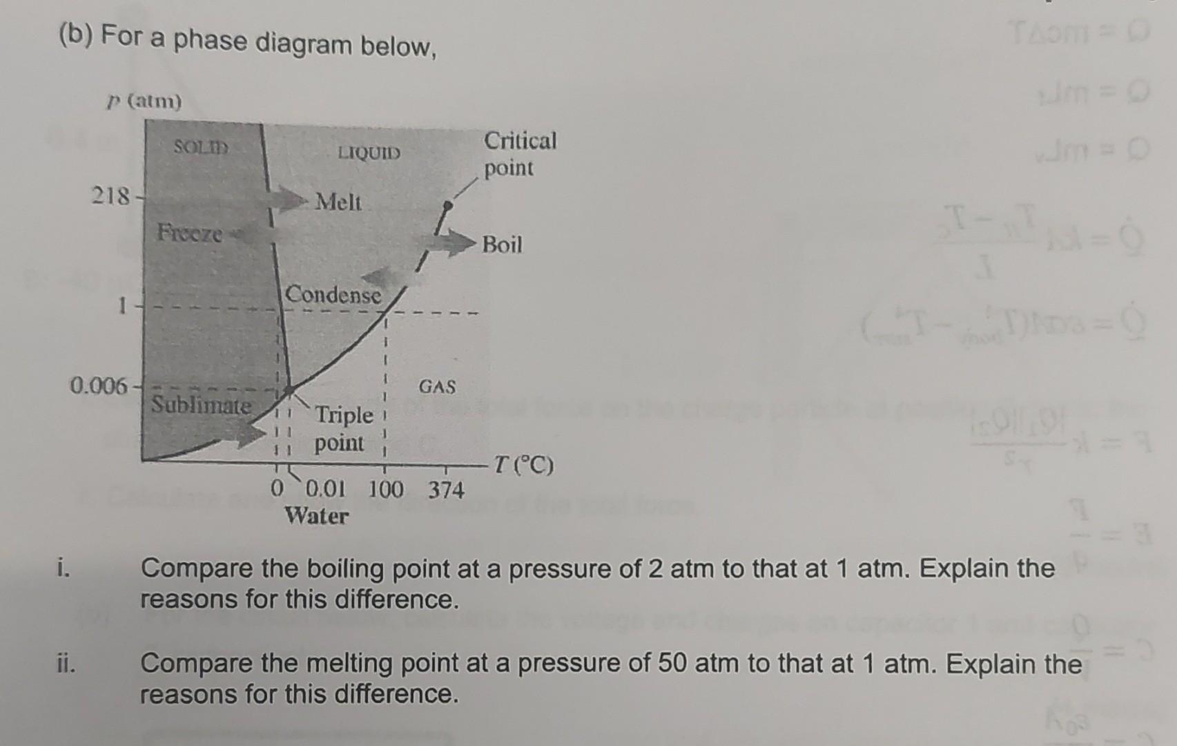 Solved (b) For a phase diagram below, i. Compare the boiling | Chegg.com