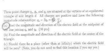 Solved Three point charges qa, qb, and qc are situated at | Chegg.com