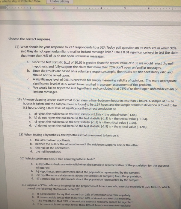 Solved water to stay in protected view Enable Editing Choose | Chegg.com
