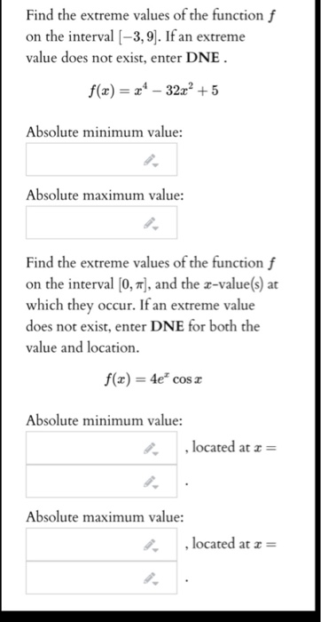 Solved Find the extreme values of the function f on the | Chegg.com