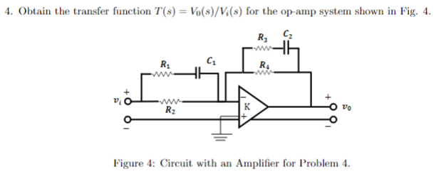Solved Obtain the transfer function T(s)=V0sVi(s) ﻿for the | Chegg.com