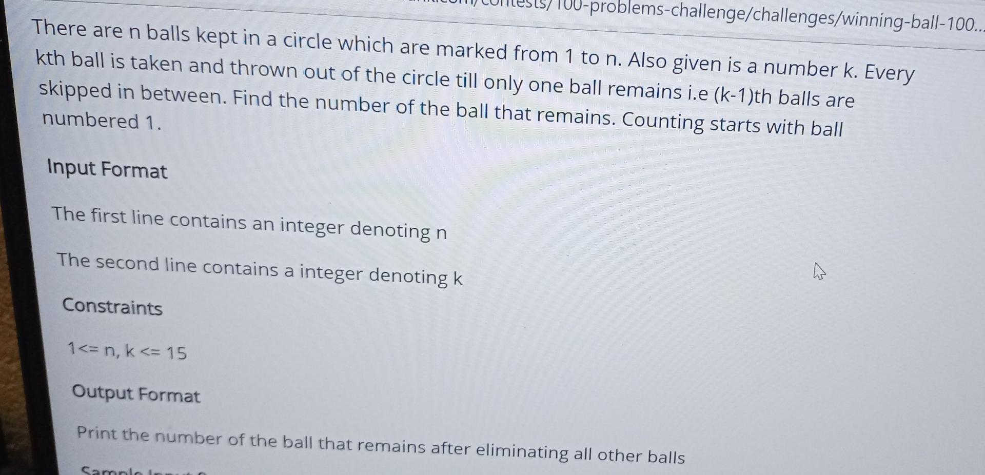 Solved 100-problems-challenge/challenges/winning-ball-100. | Chegg.com