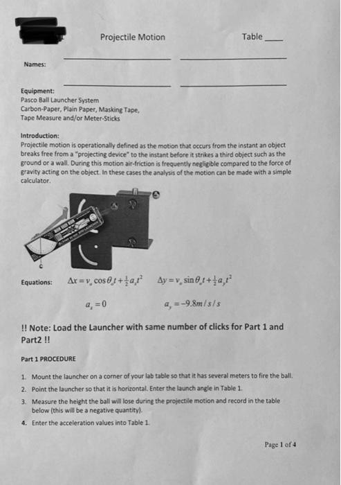 Introduction: Projectile motion is operationally | Chegg.com
