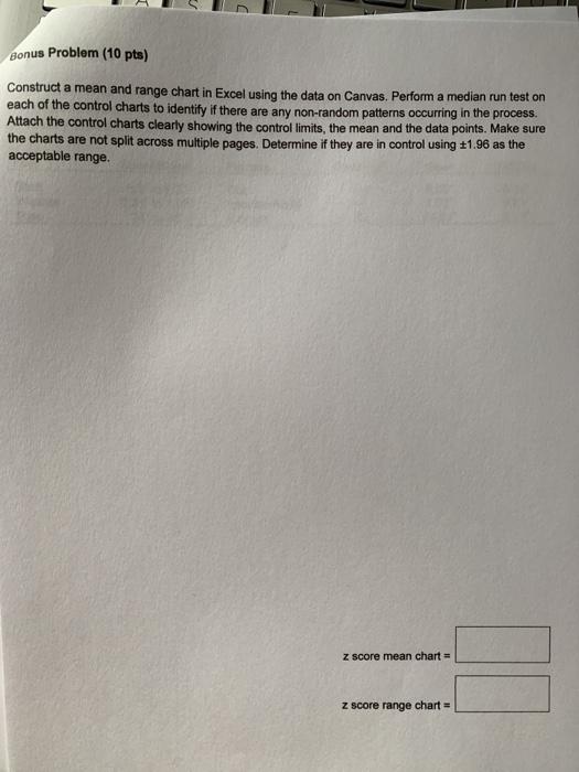 Bonus Problem (10 pts) Construct a mean and range | Chegg.com