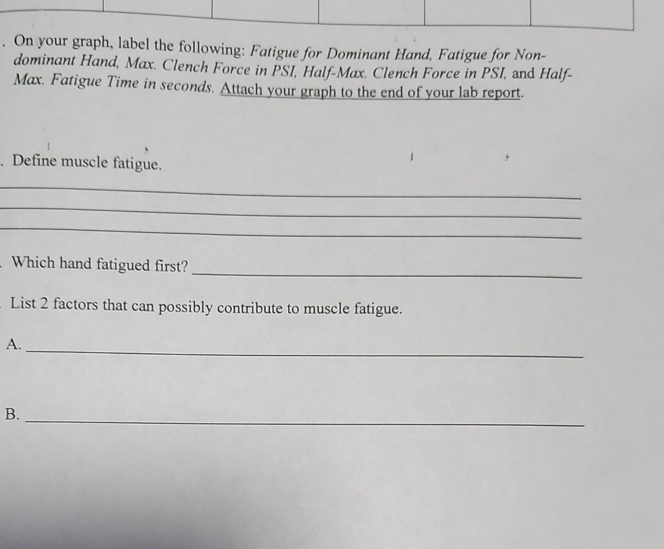 On your graph, label the following: Fatigue for | Chegg.com