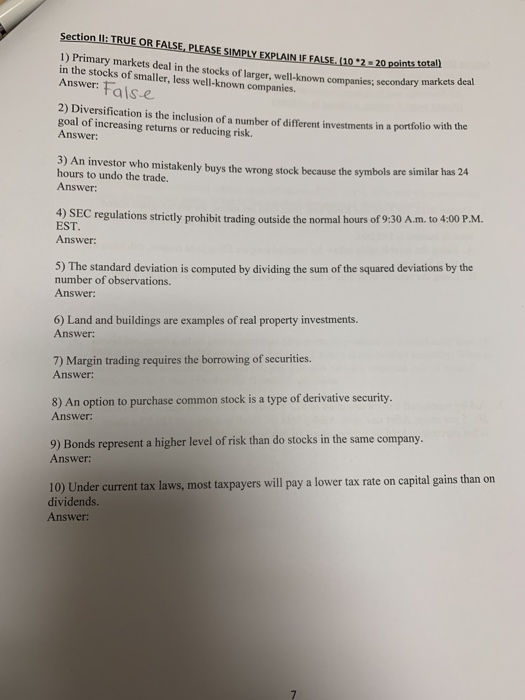 Solved Section 1: TRUE OR FALSE, PLEASE SIMPLY EXPLAIN IF | Chegg.com Solved Section 1: TRUE OR FALSE, PLEASE SIMPLY EXPLAIN IF | Chegg.com