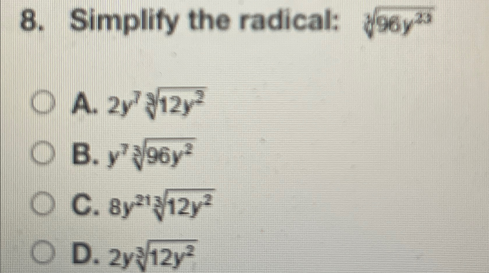 Solved Simplify the radical: | Chegg.com