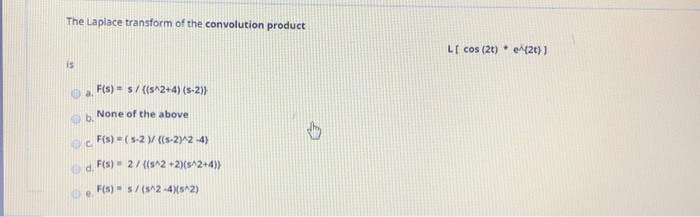 Solved The Laplace transform of the convolution product L[ | Chegg.com