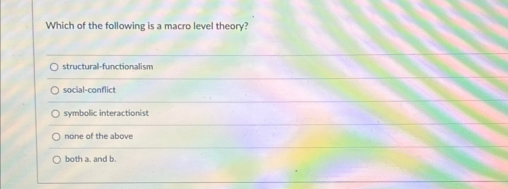 Solved Which of the following is a macro level | Chegg.com