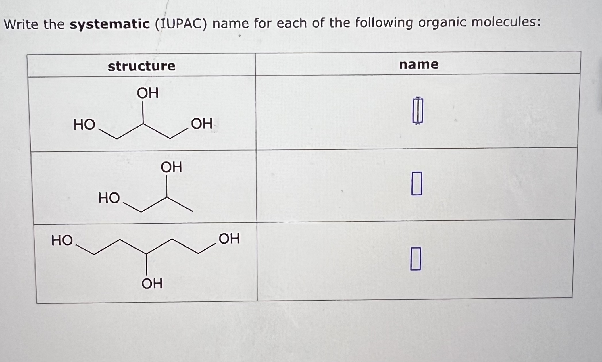Solved Write the systematic (IUPAC) ﻿name for each of the | Chegg.com