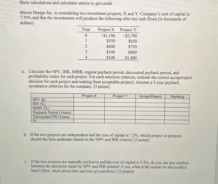 Solved Show calculations and calculator entries to get | Chegg.com