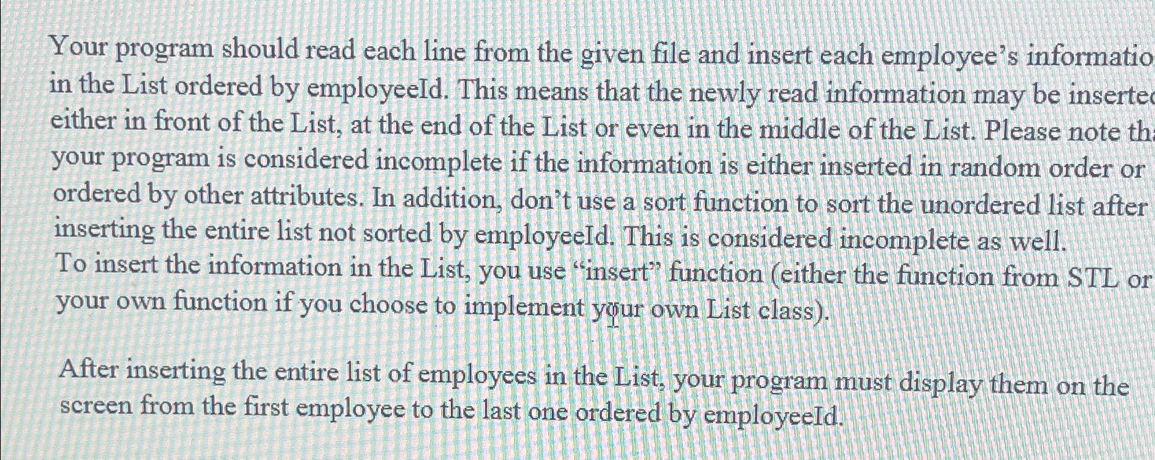 Solved Your program should read each line from the given | Chegg.com