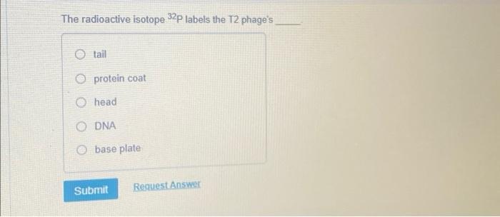 Solved The radioactive isotope 32P labels the T2 phage's | Chegg.com