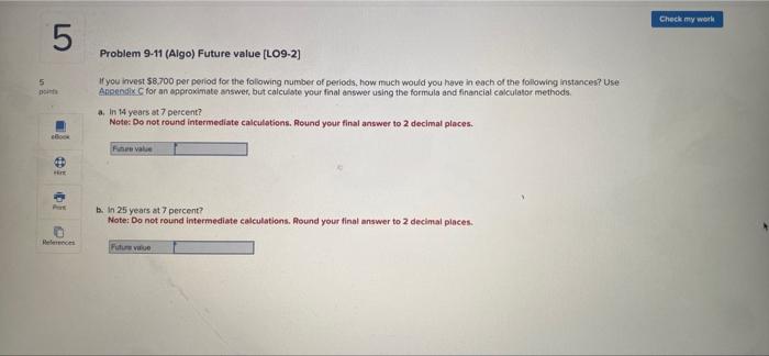 Solved Problem 9-11 (Algo) Future value [LO9-2] If you | Chegg.com