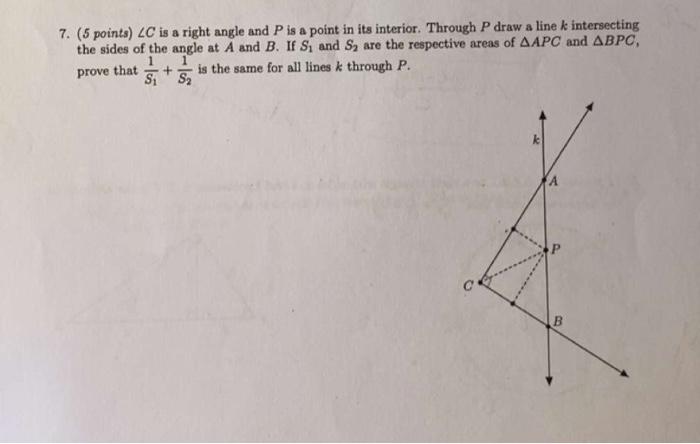 Solved 7. ( 5 points) ∠C is a right angle and P is a point | Chegg.com