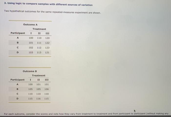 3. Using logic to compare samples with different | Chegg.com