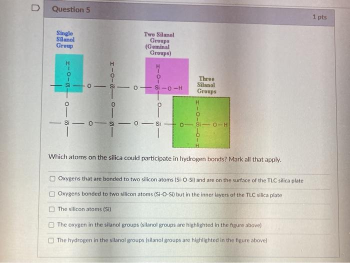 Solved D Question 5 1 pts Single Silanol Group Two Silanol | Chegg.com