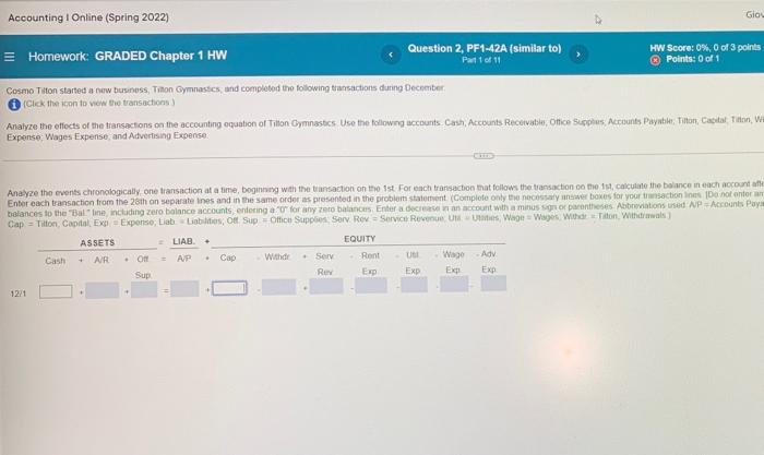 Homework GRADED Chapter 1 HW Question 2.PF1-42A | Chegg.com Homework GRADED Chapter 1 HW Question 2.PF1-42A | Chegg.com