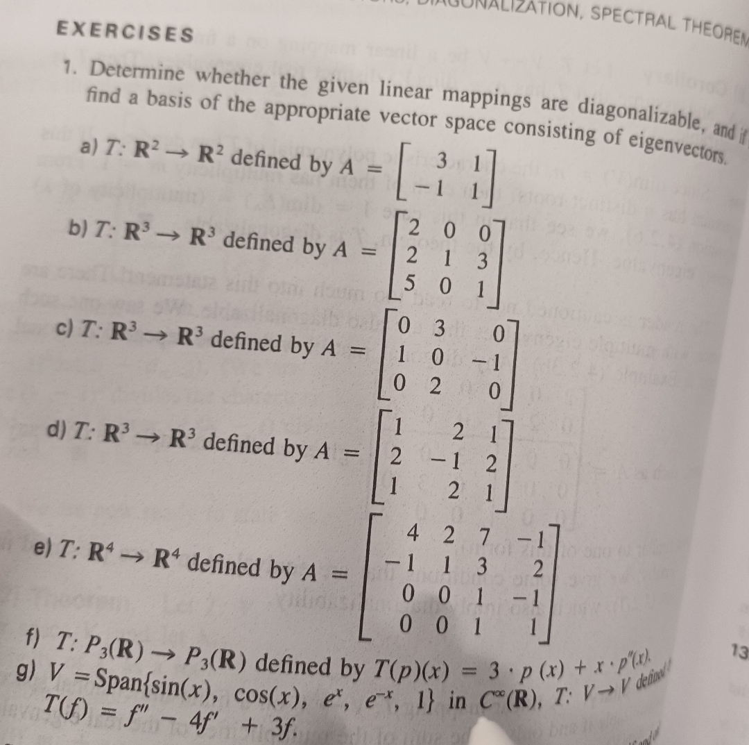 Solved EXERCISESDetermine whether the given linear mappings | Chegg.com