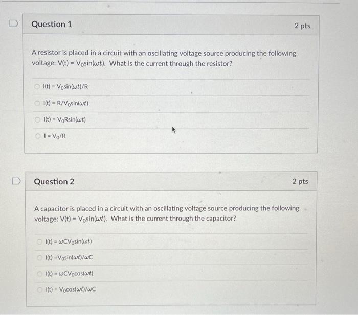 Solved A resistor is placed in a circuit with an oscillating | Chegg.com