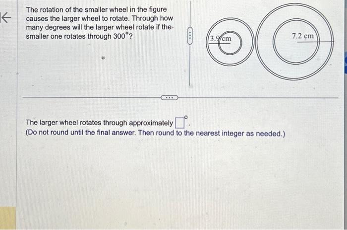 Solved The rotation of the smaller wheel in the figure | Chegg.com