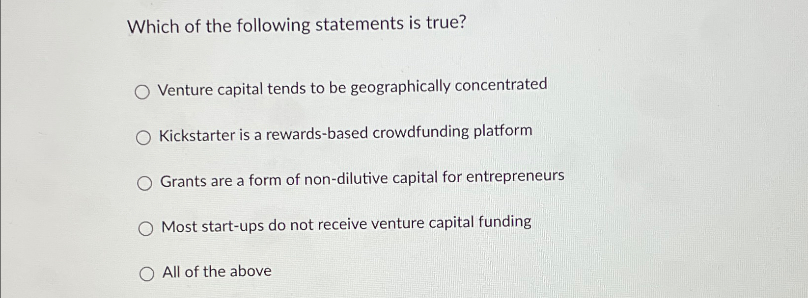Solved Which of the following statements is true?Venture | Chegg.com