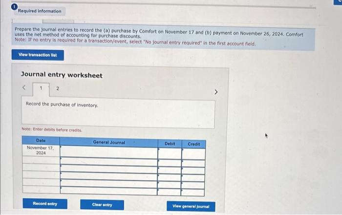 Solved Required information Exercise 8-11 (Algo) Trade and | Chegg.com