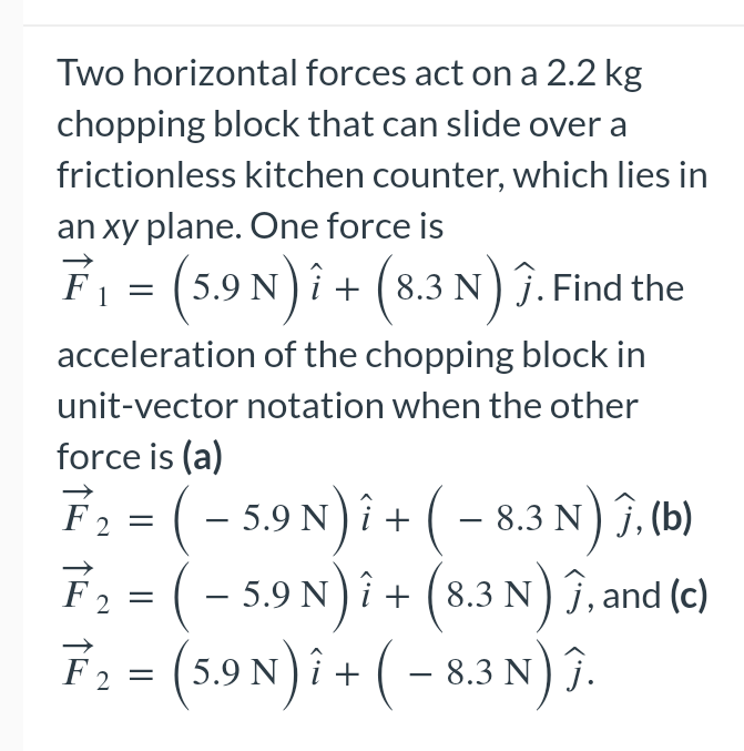 Solved Two horizontal forces act on a 2.2kg ﻿chopping block | Chegg.com