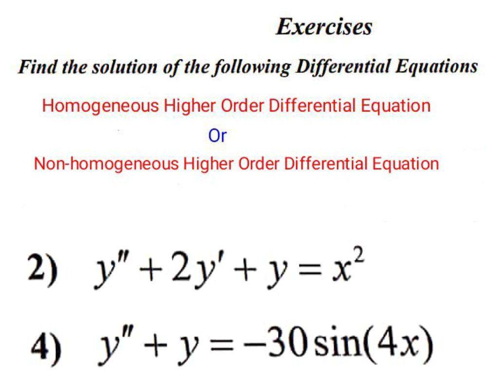 Solved Exercises Find the solution of the following | Chegg.com