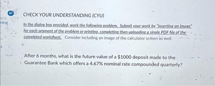 Solved CHECK YOUR UNDERSTANDING (CYU) In the dialog box | Chegg.com