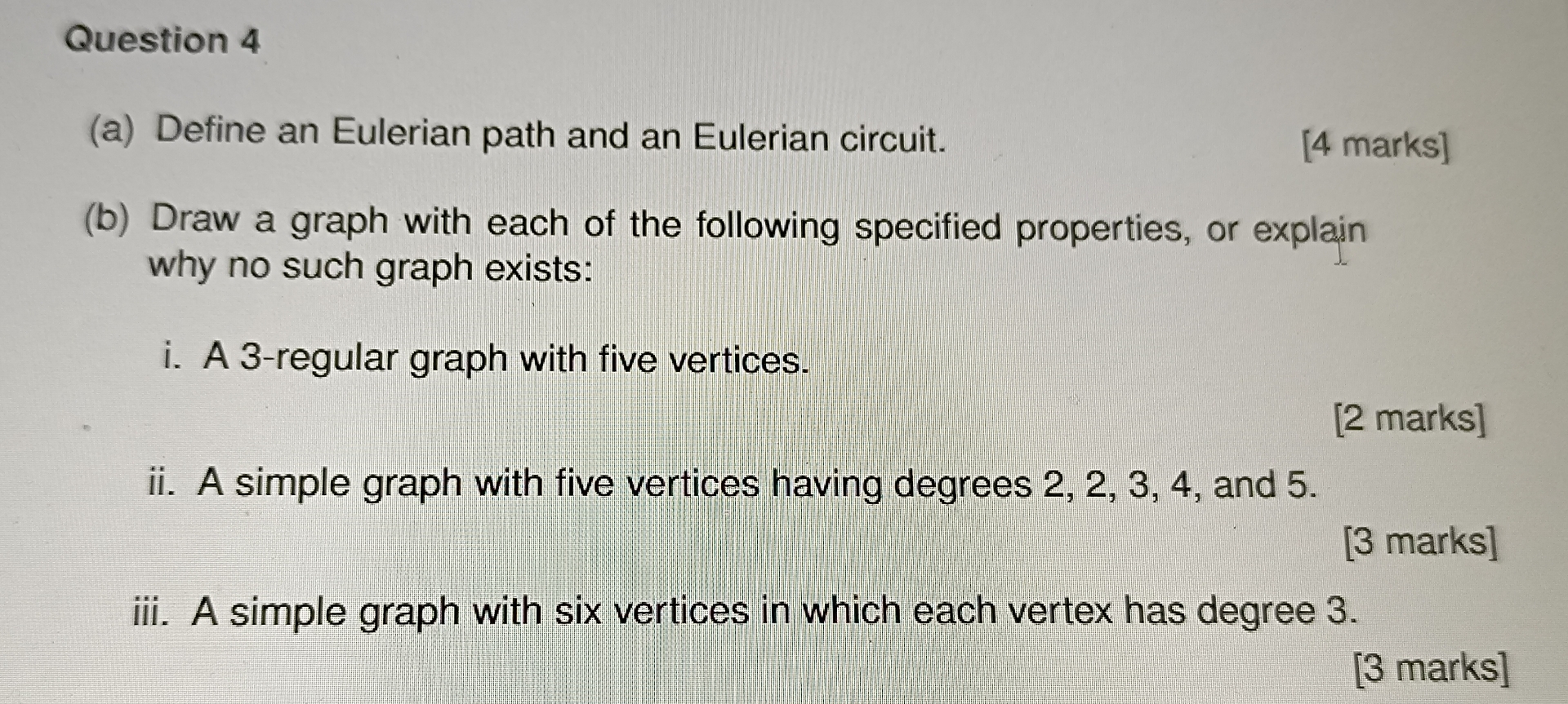 Question 4(a) ﻿Define an Eulerian path and an | Chegg.com