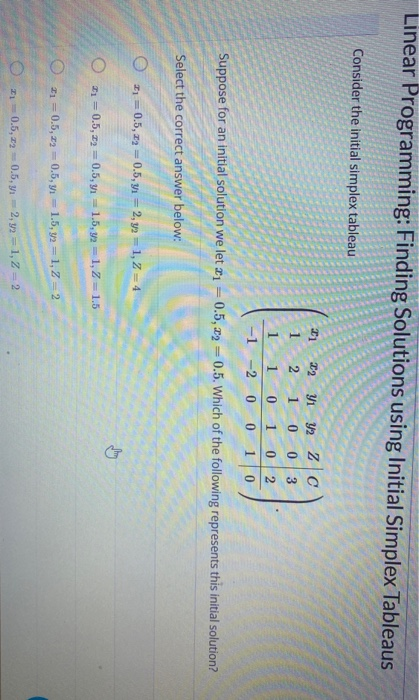 Solved Linear Programming: Finding Solutions using Initial | Chegg.com