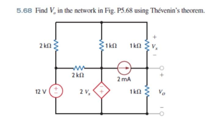 Solved 5.68 Find Vo in the network in Fig. P5.68 using | Chegg.com