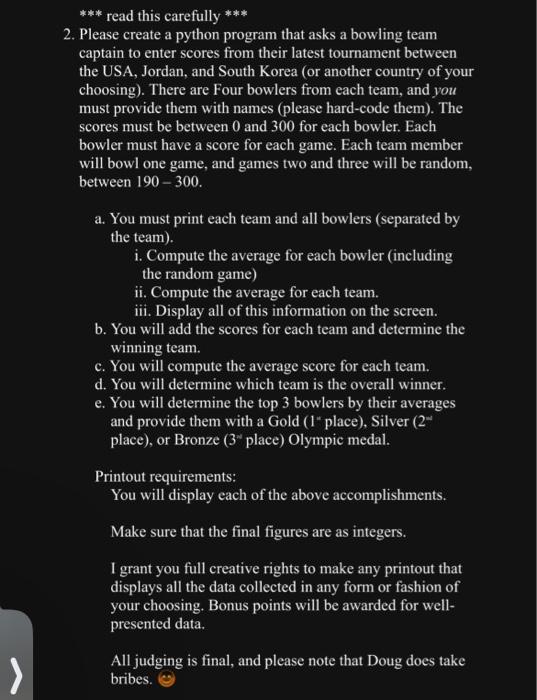 Solved *** read this carefully *** Please create a python | Chegg.com