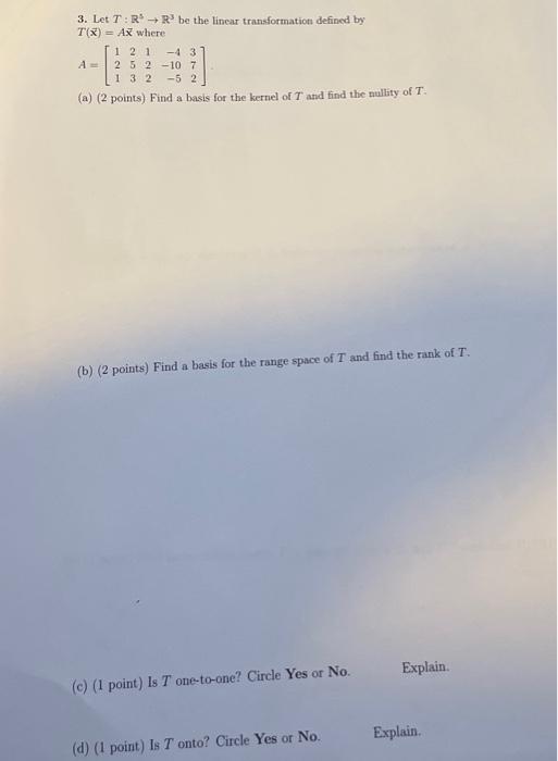Solved 3. Let T:R3→R3 be the linear transformation defined | Chegg.com