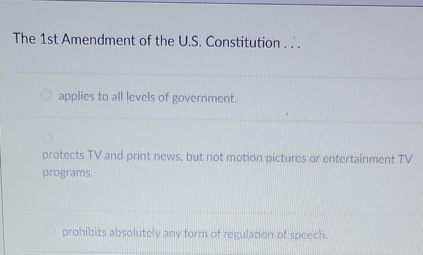 The 1st Amendment of the U.S. Constitution ... | Chegg.com