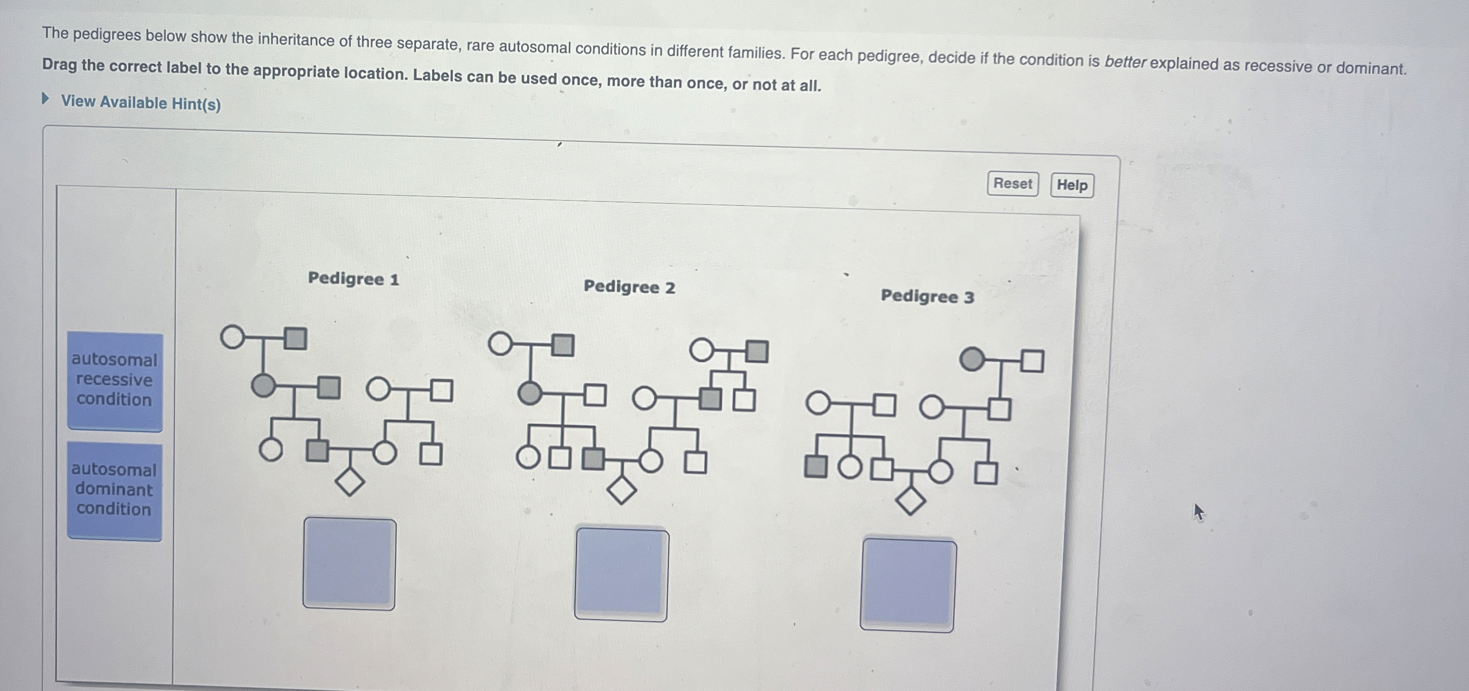 Solved The pedigrees below show the inheritance of three | Chegg.com