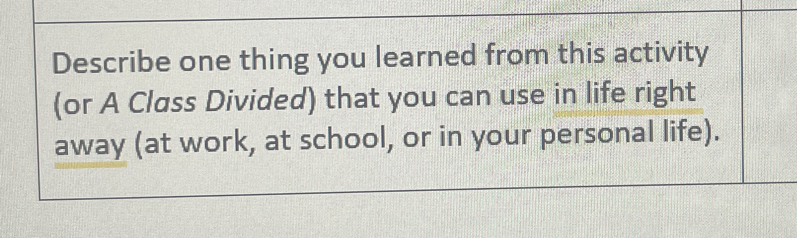 Solved Describe one thing you learned from this activity (or | Chegg.com