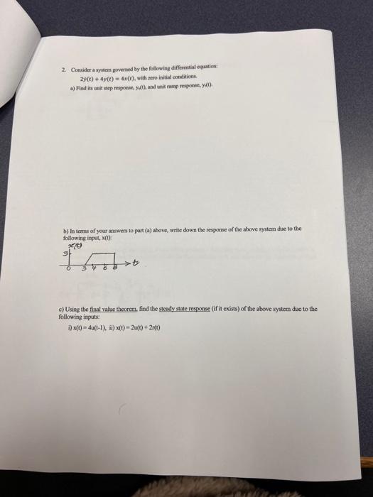 Solved 2. Concider a system governed by the following | Chegg.com