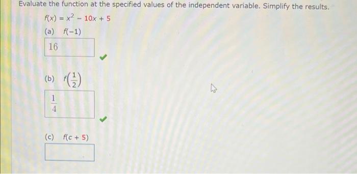 Solved Evaluate the function at the specified values of the | Chegg.com