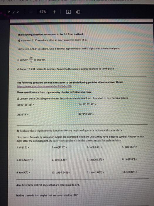 Solved Math 098 Chapter 2 & 3 Worksheet Name 1) The | Chegg.com