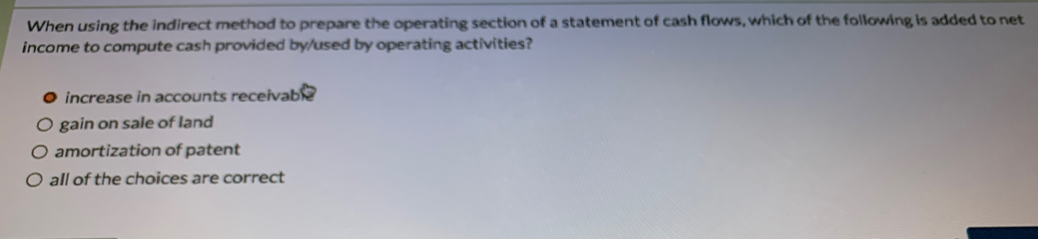 Solved When using the indirect method to prepare the | Chegg.com